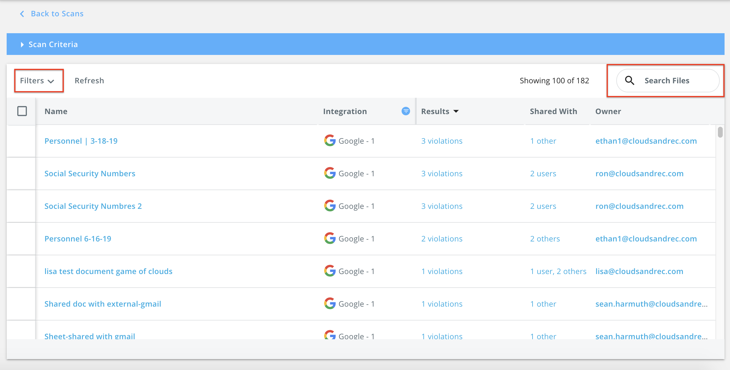 File Audits and Targeted Content Scans