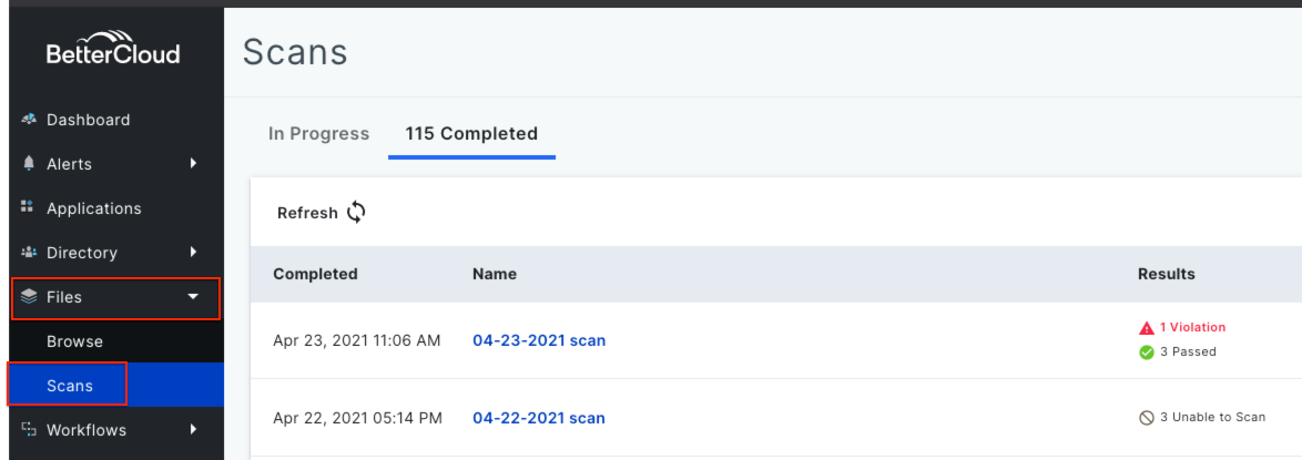 Exporting Content Scan Results