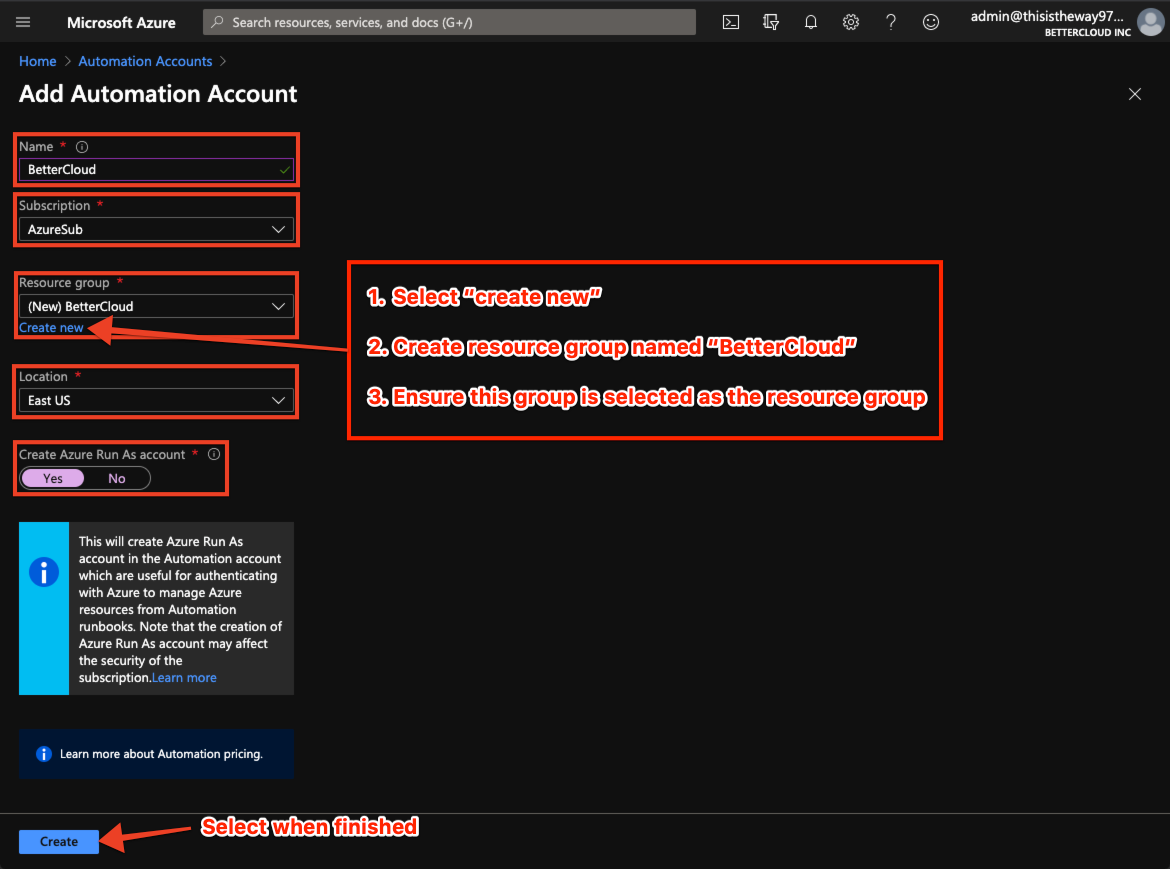 Integrating Azure Automation with BetterCloud