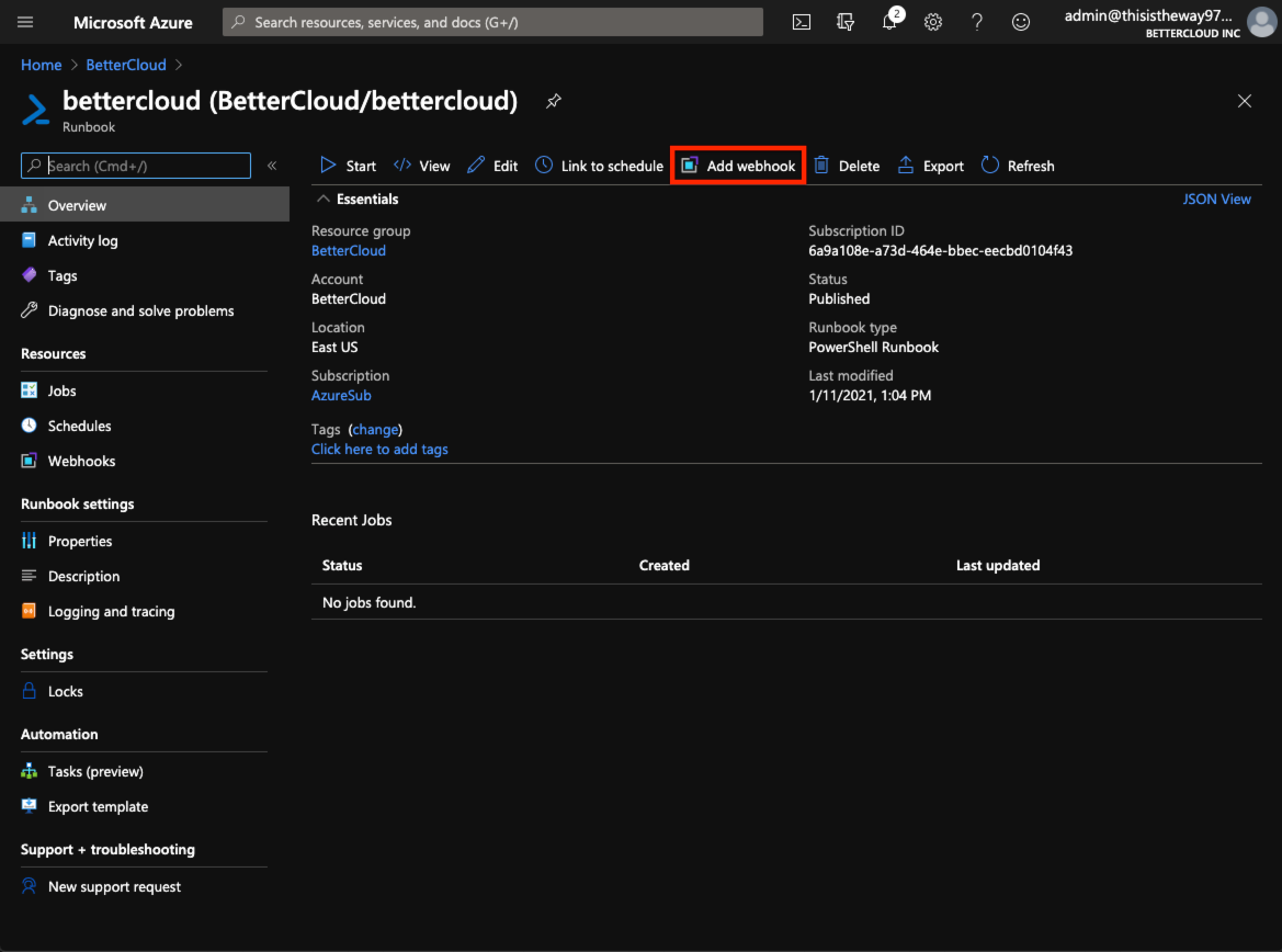 Integrating Azure Automation with BetterCloud