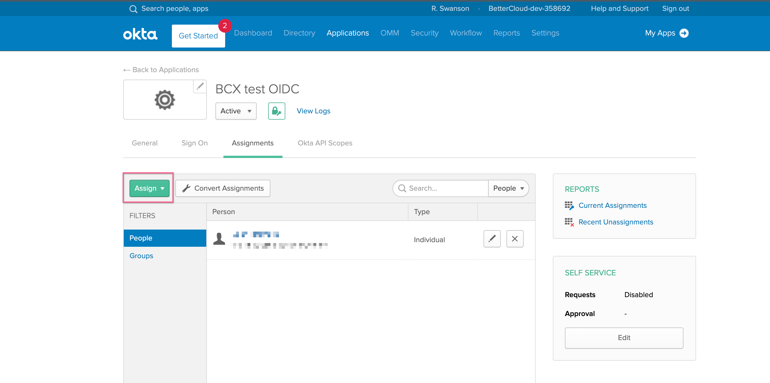 Okta in BetterCloud