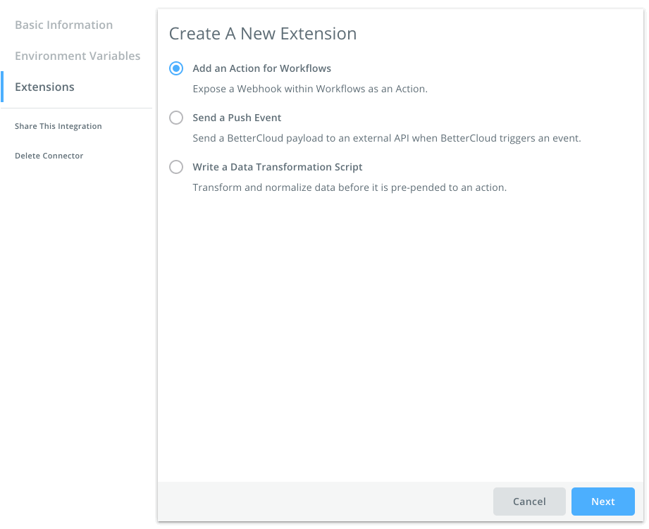 Adding an Extended Integration