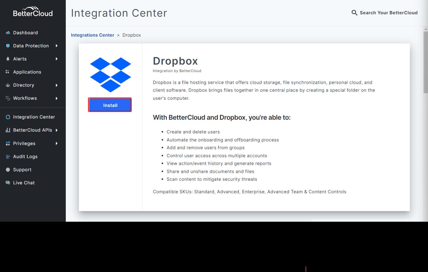 Integrating Dropbox with BetterCloud
