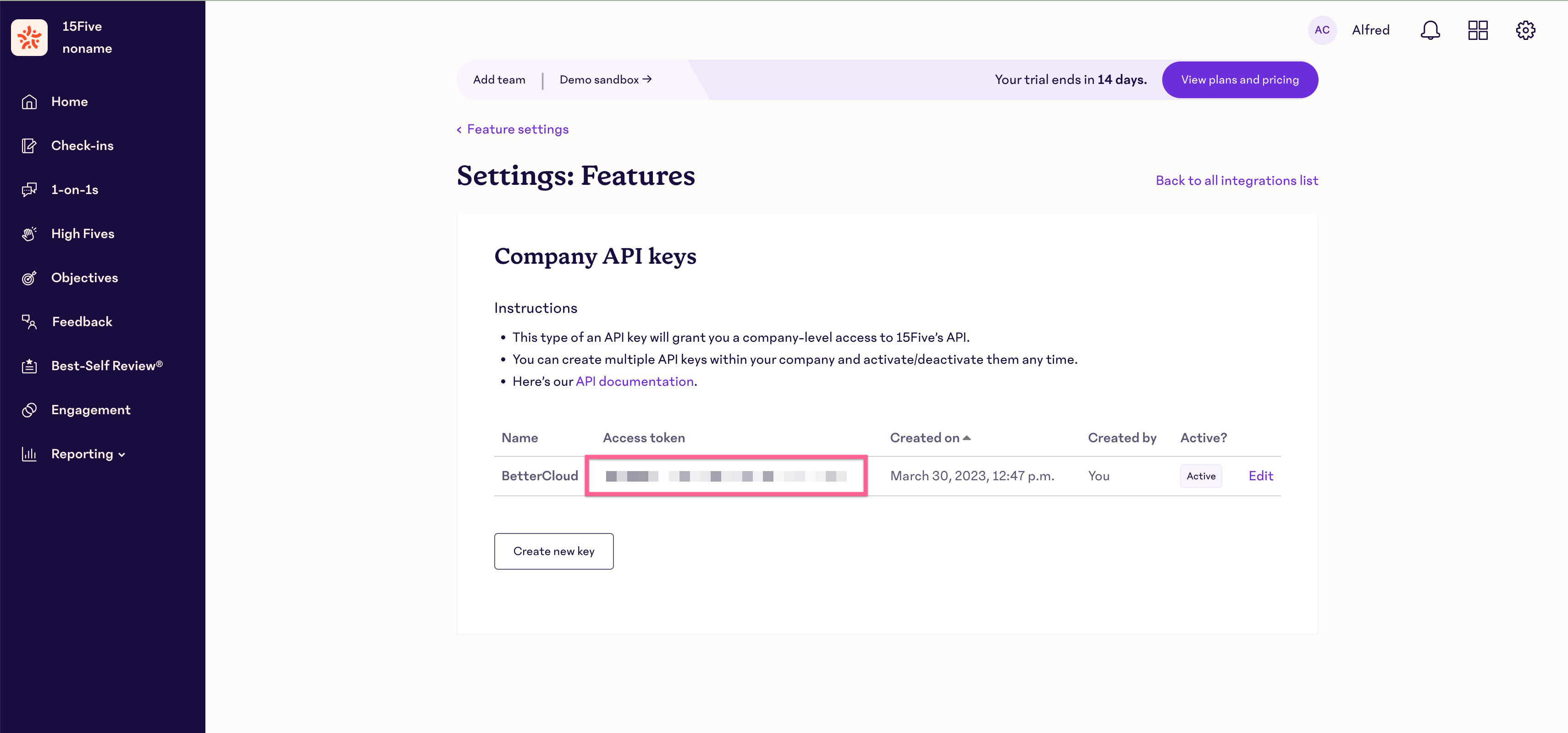 Integrating 15Five with BetterCloud