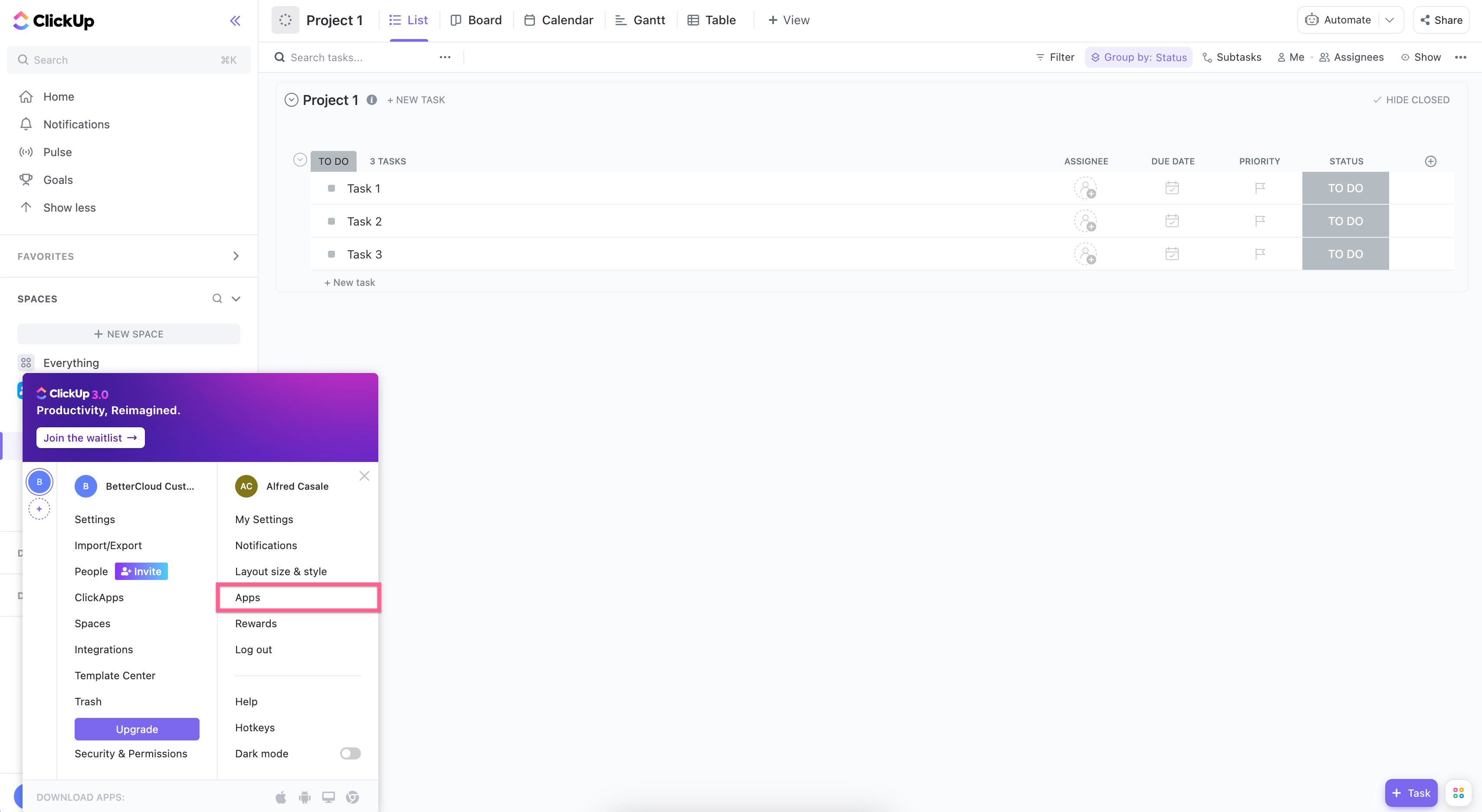 Integrating ClickUp with BetterCloud