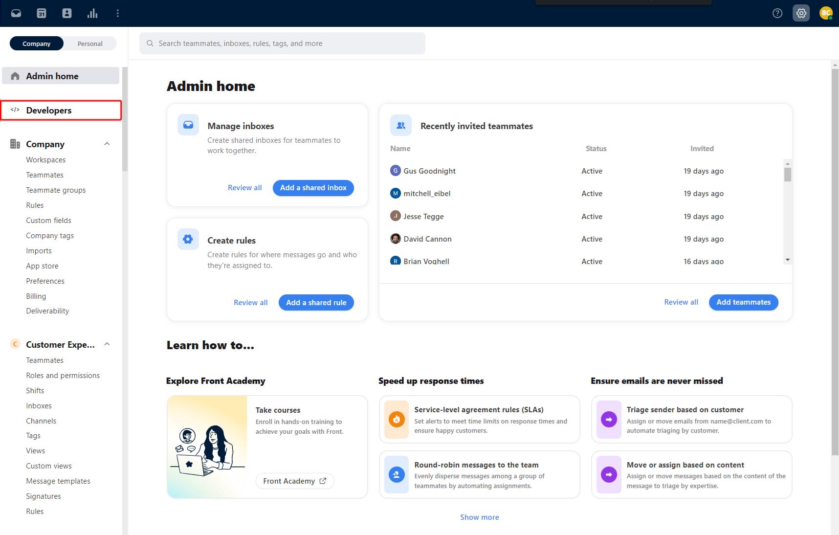 Integrating Front With Bettercloud