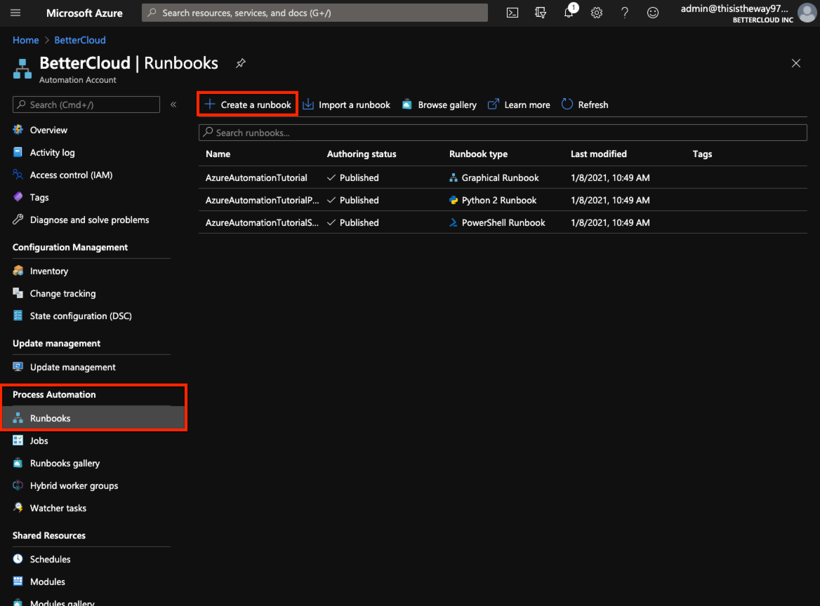 Integrating Azure Automation with BetterCloud