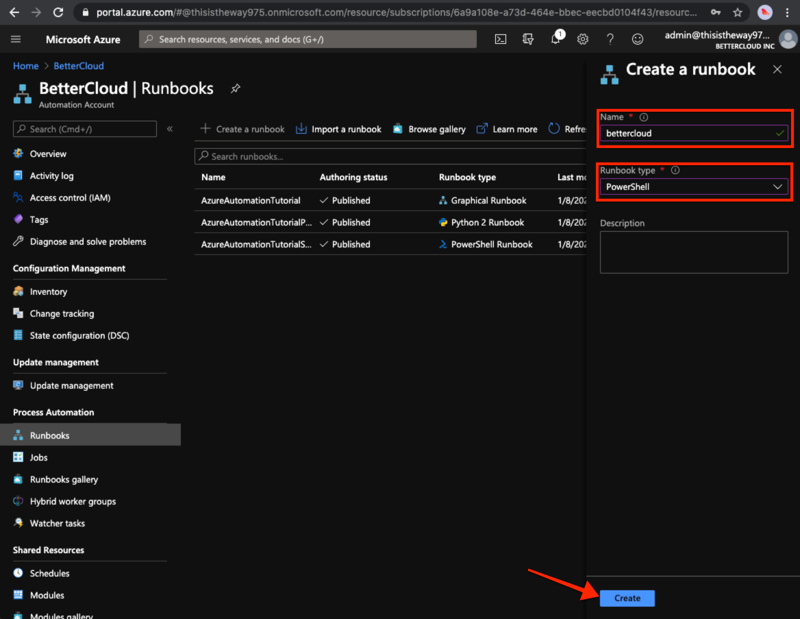 Integrating Azure Automation with BetterCloud